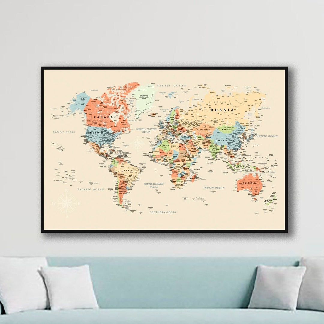 Download World Map With Countries,world Map Print,digital World Map ...