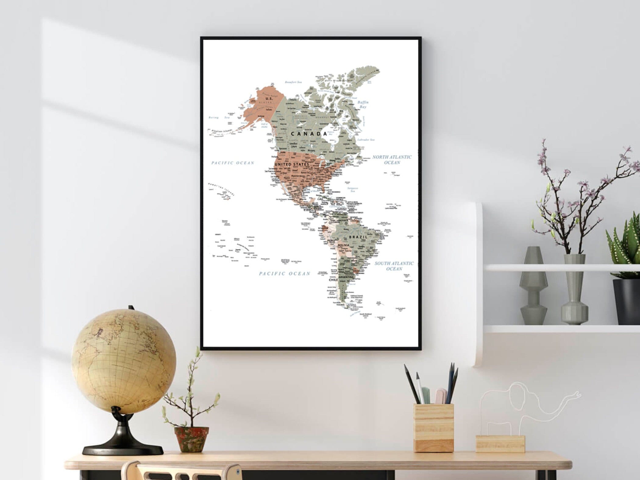 Extra Large Printable North South America Map, Digital Wall Map ...