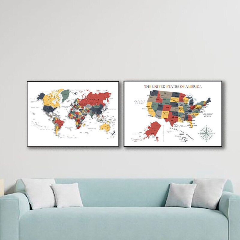 Usa Map Poster - Etsy
