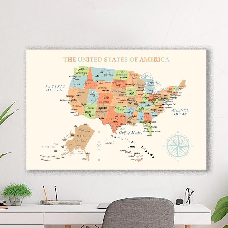 Usa Map Poster - Etsy