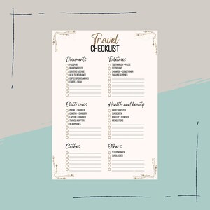 Travel Checklist, Digital Travel Planner Printable, Travel Itinerary ...