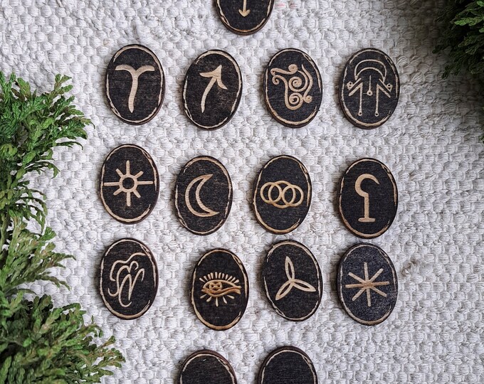 13 Witch's Wooden Runes With Instructions Candle and - Etsy