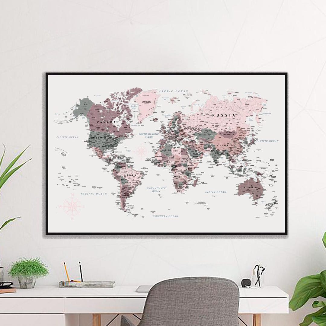 Download World Map With Countries,wall Art Poster Secondary School ...