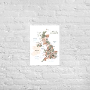UK Map PRINTED & Shipped Wall Paper Poster UK County Map United Kingdom ...