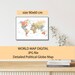 Custom World Map, Digital World Map, Wall Printable Art, Accurate Maps ...