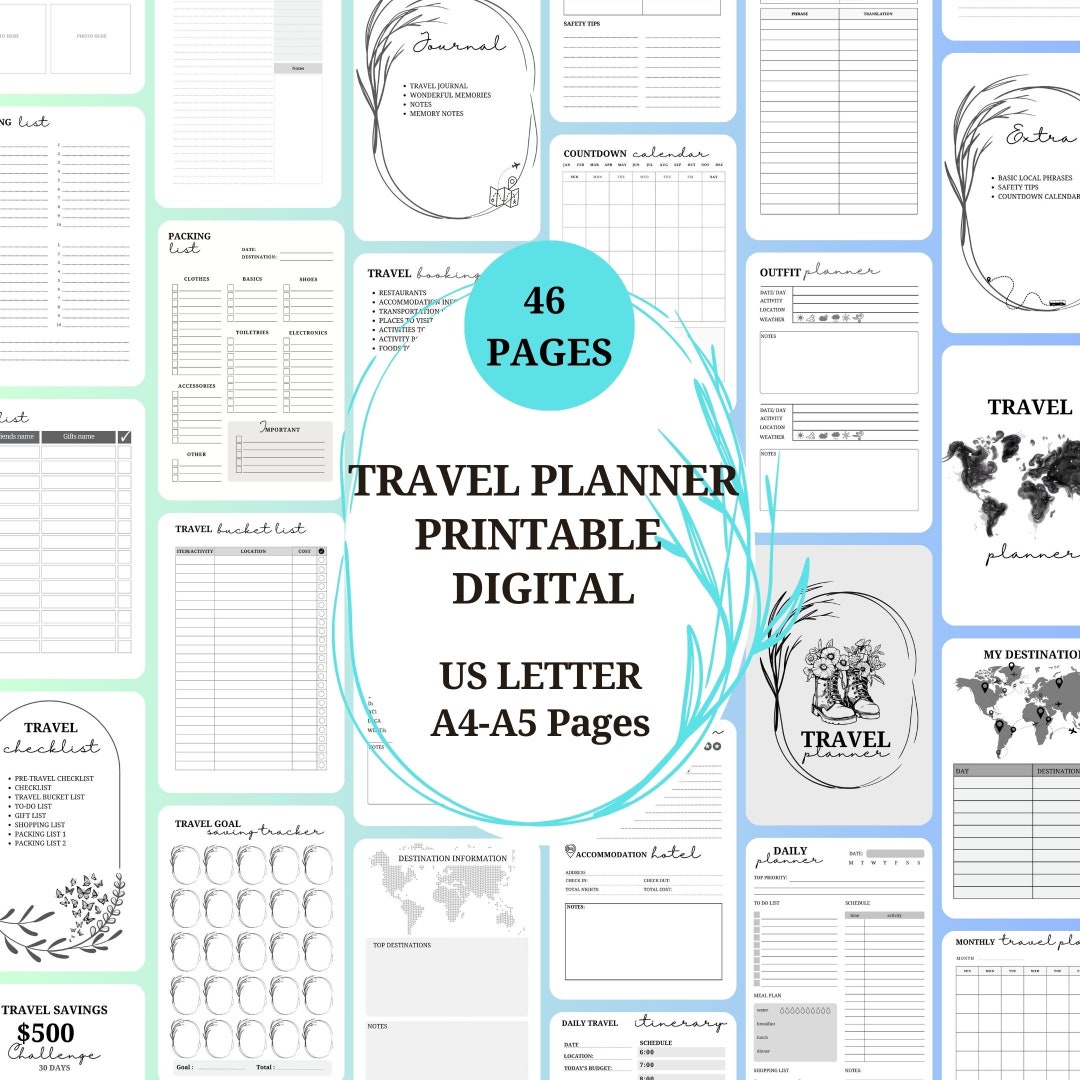 Ultimate Travel Planner Bundle Printable,travel Itinerary Printable ...