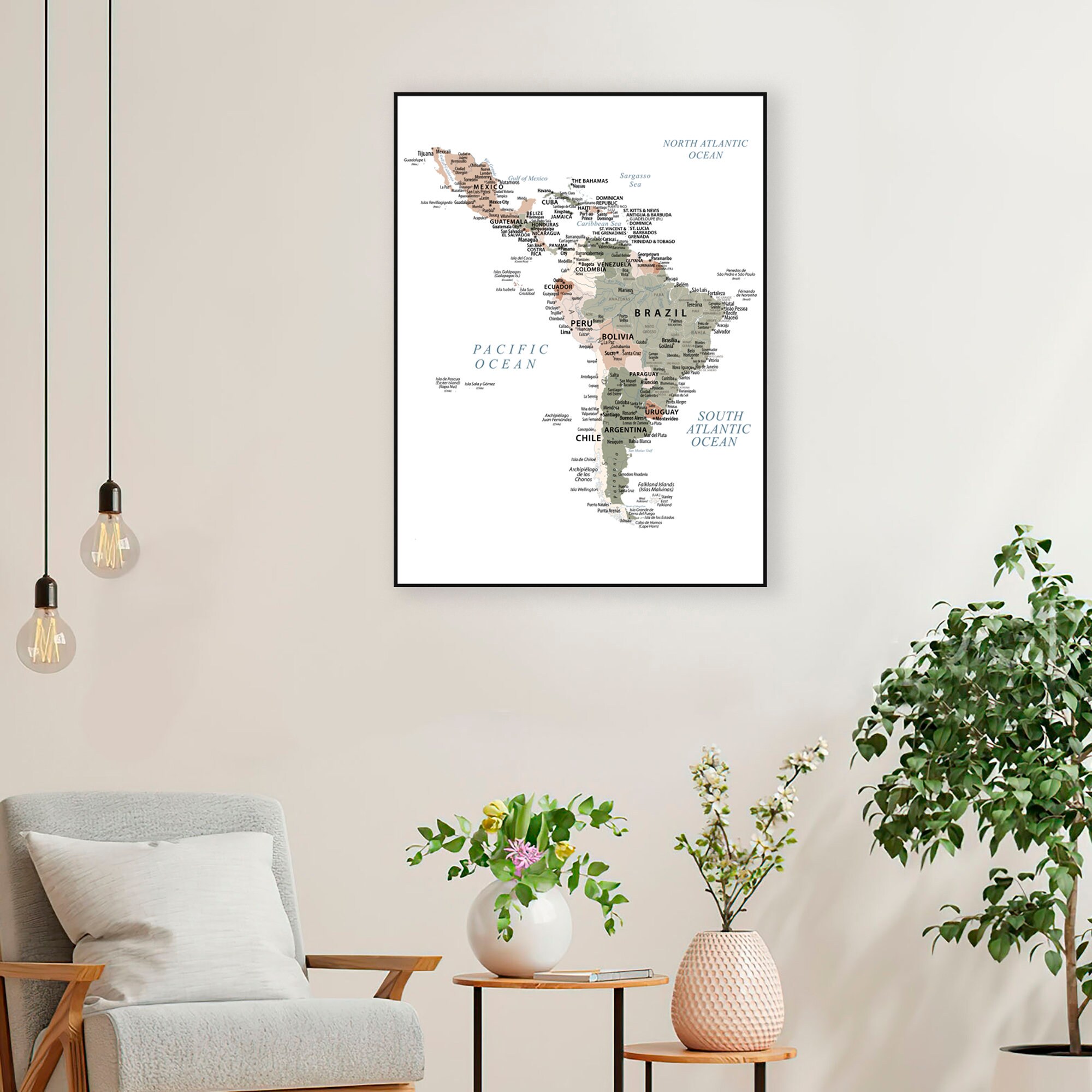 South America Map Printable, Latin America Map, Dorm Decor for College ...
