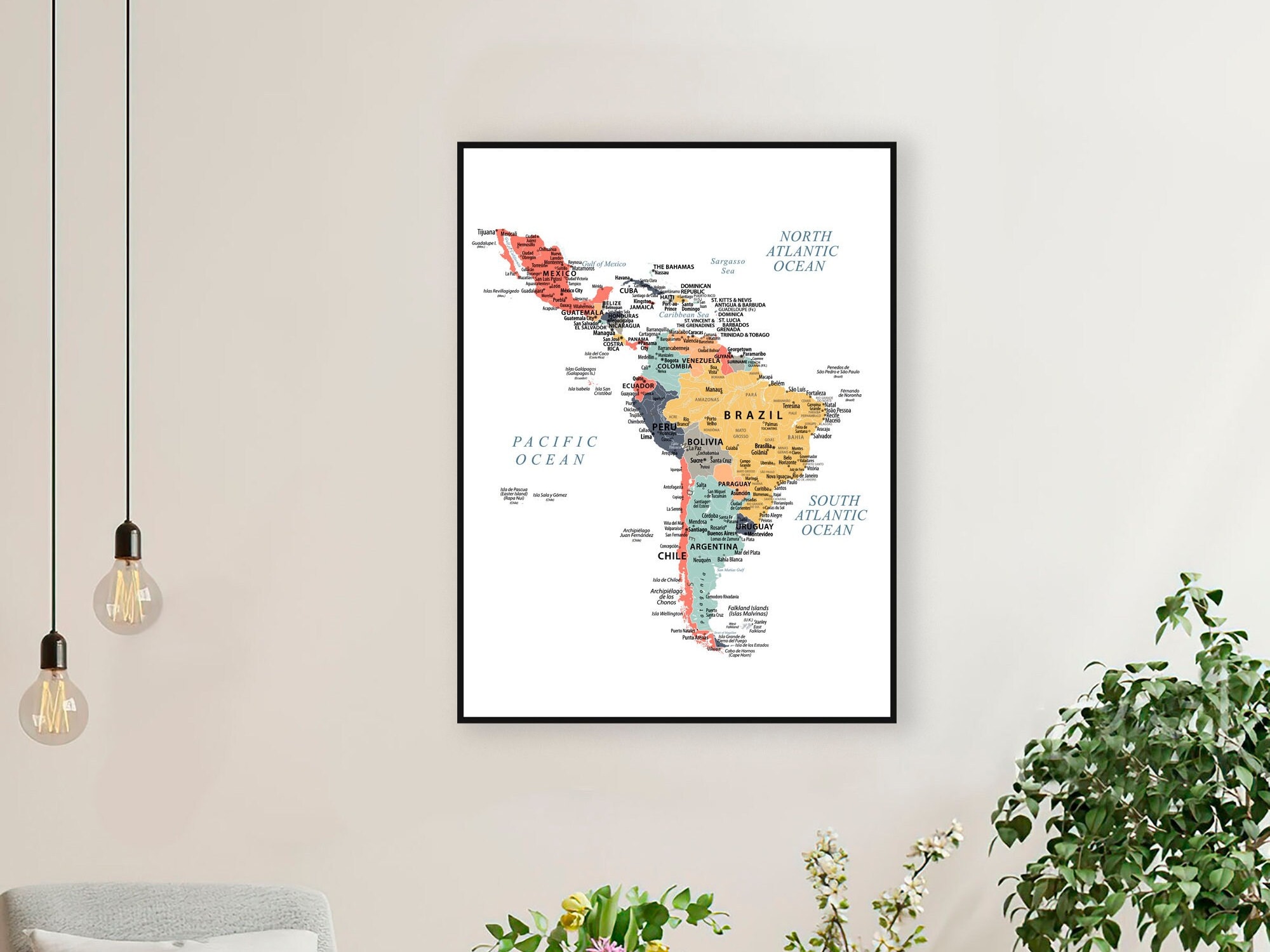 Xerox America Latina Mapa New Zealand Map & Places Poster (teacher