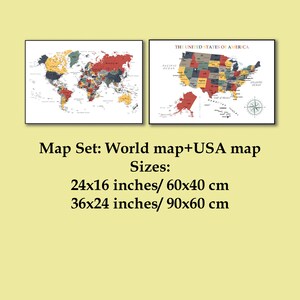 Wall Set Posters Digital World Map Usa Map, United States Map Print ...