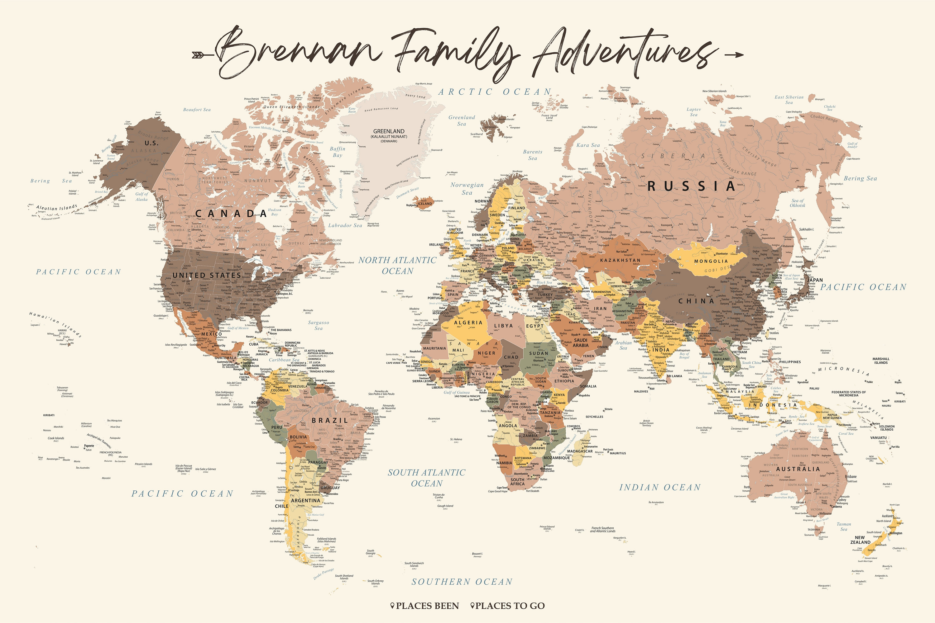 Custom World Map, Digital World Map, Wall Printable Art, Accurate Maps ...