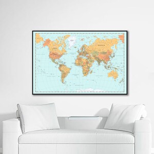 World Map Print, Digital World Map, Download World Map With Countries ...