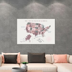 America Map Digital Poster, Farmhouse Wall Decor, Nursery Decor Wall ...