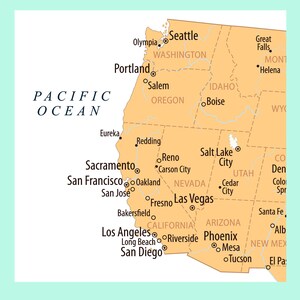 Beige Usa Map Printable US Map Poster,downloadable Home School,digital ...