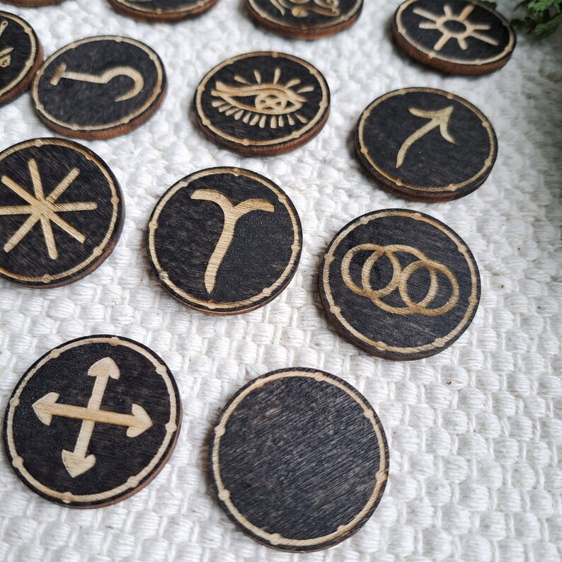 Runes Set 13 Witches Runes Witchcraft Wooden Runes Divination Tools ...