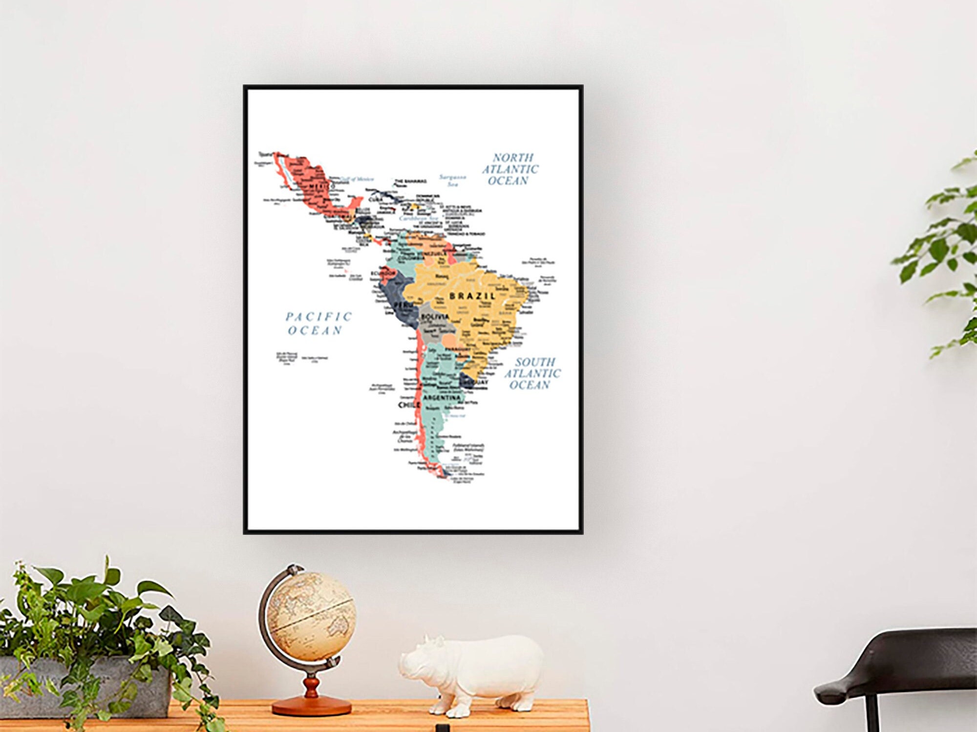 Geographic map of latin america