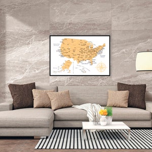 Beige Usa Map Printable US Map Poster,downloadable Home School,digital ...