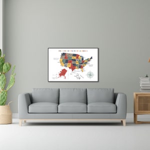 Usa Map,united States Digital Map Printable, Travel Gift, Homeschool ...