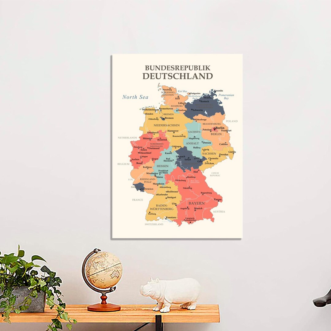 Map of Germany Colorful Paper Wall Poster,perfect Housewarming Gift ...
