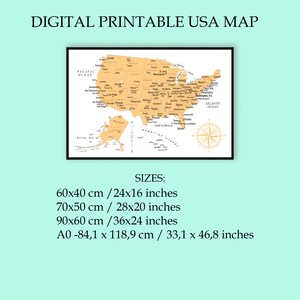 Beige Usa Map Printable US Map Poster,downloadable Home School,digital ...