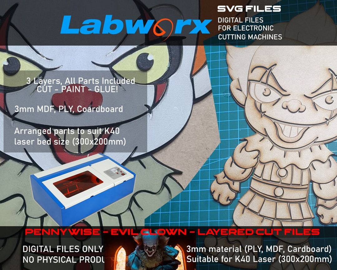 Pennywise layered Laser Cut File Halloween Horror - Etsy