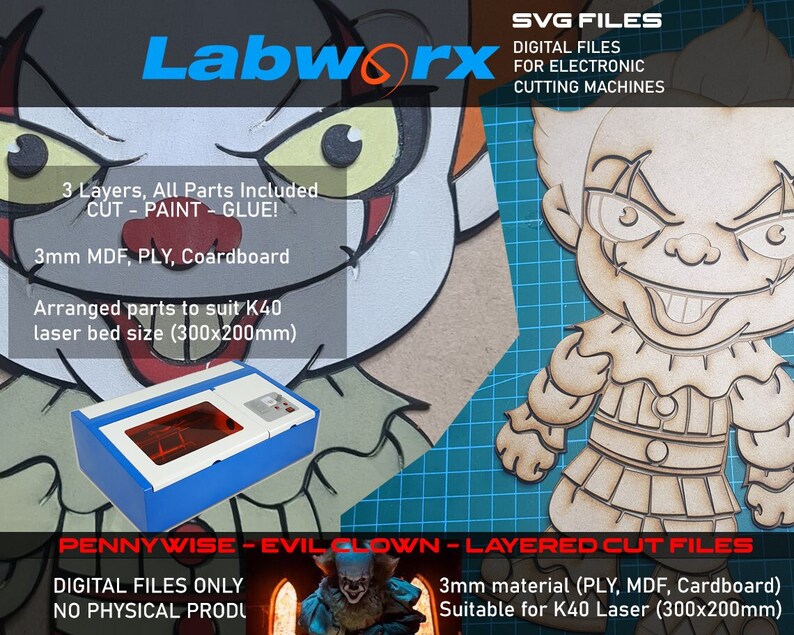 Pennywise layered Laser Cut File Halloween Horror - Etsy