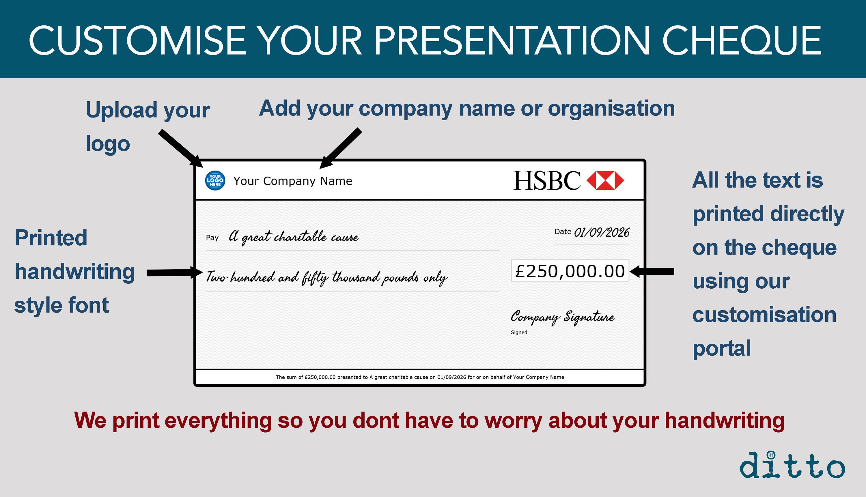 Large HSBC Cheque Large Charity Promotional Bank Cheque HSBC Promo ...