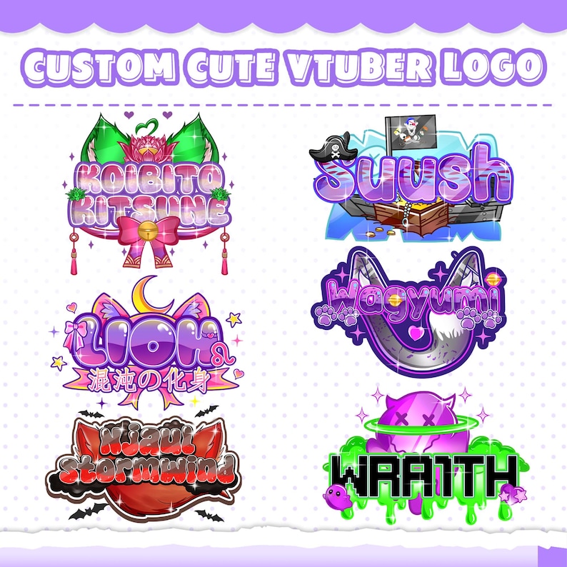 Cute Anime Vtuber Logo | Animated Stream Branding for Twitch & Kick - Etsy