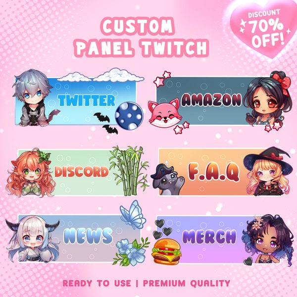 Custom Twitch Panels or Panel Twitch | Vtuber Panel | - Etsy