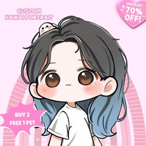 Custom Kawaii Portrait, Family Portrait Illustration With Pets, Custom ...