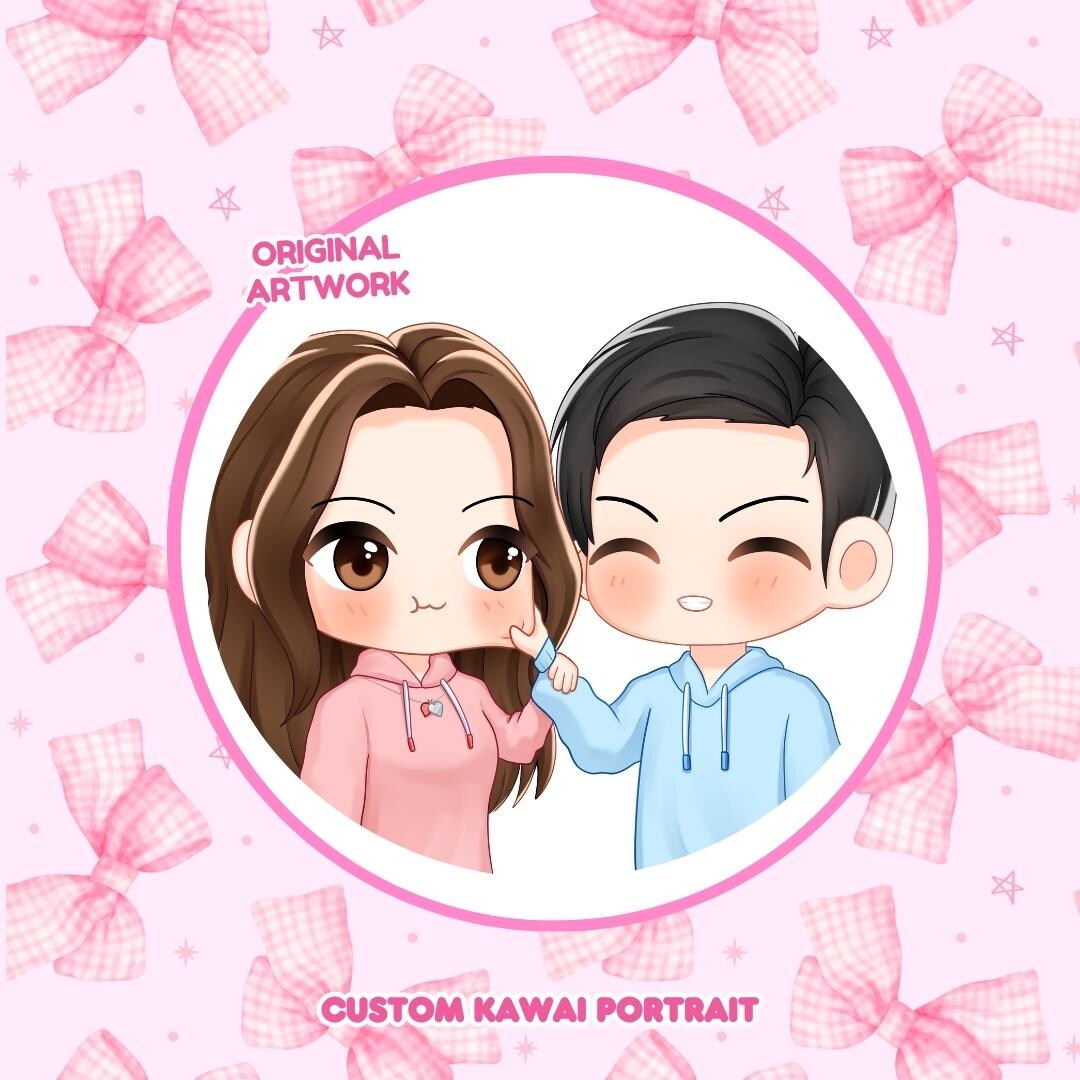 Custom Kawaii Portrait, Family Portrait Illustration With Pets, Custom ...