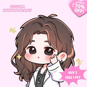 Custom Kawaii Portrait, Family Portrait Illustration With Pets, Custom ...