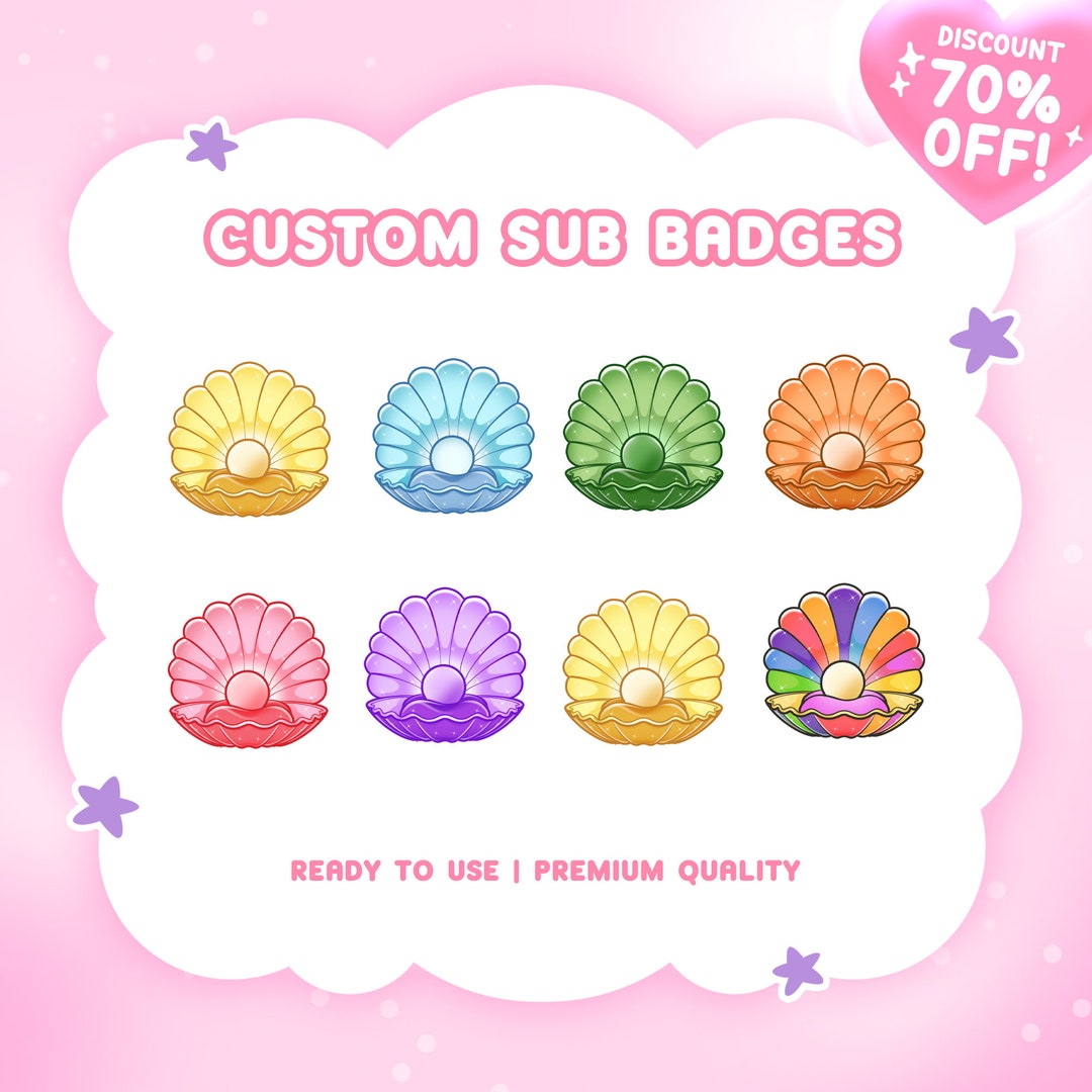 CUSTOM SUB BADGES Custom Twitch Badges, Subscriber Badges, Seashell Sub ...