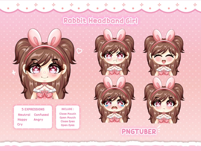 Chibi Pngtuber Model Rabbit Headband Girl Pngtuber Vtuber - Etsy