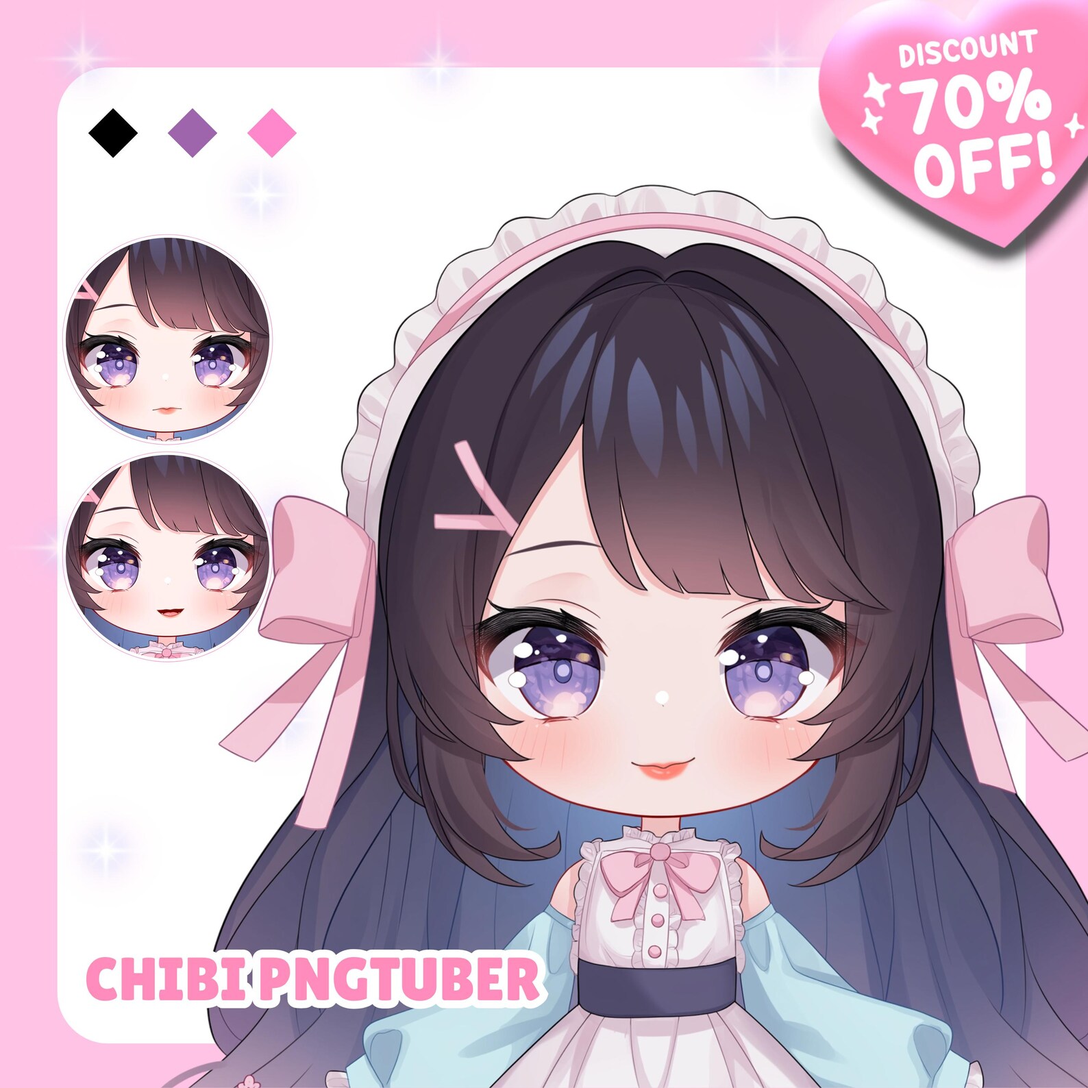 Custom Chibi Pngtuber | Kawaii Chibi Vtuber Avatar | Animated & Static ...