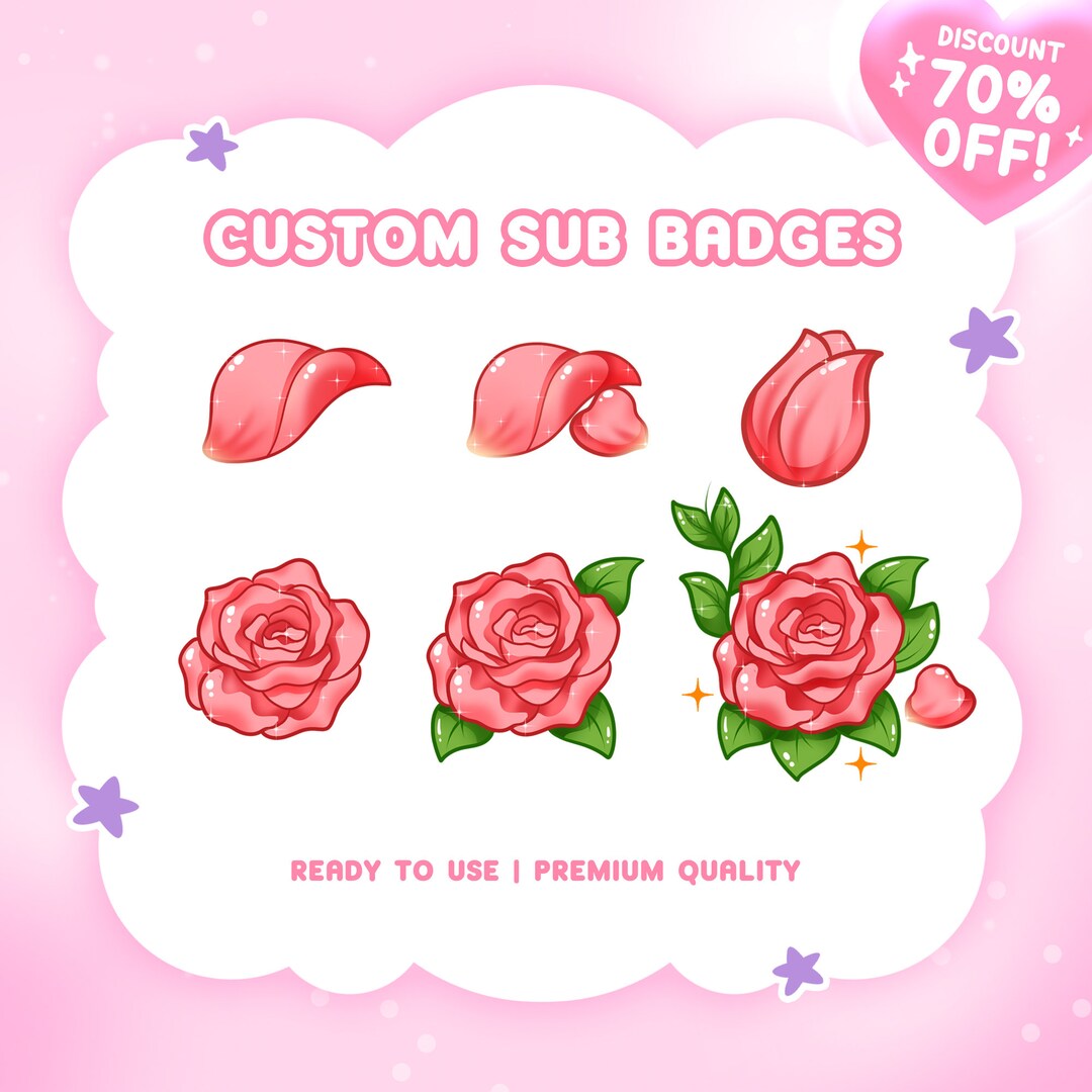 CUSTOM SUB BADGES Custom Twitch Badges, Subscriber Badges, Flower Sub ...