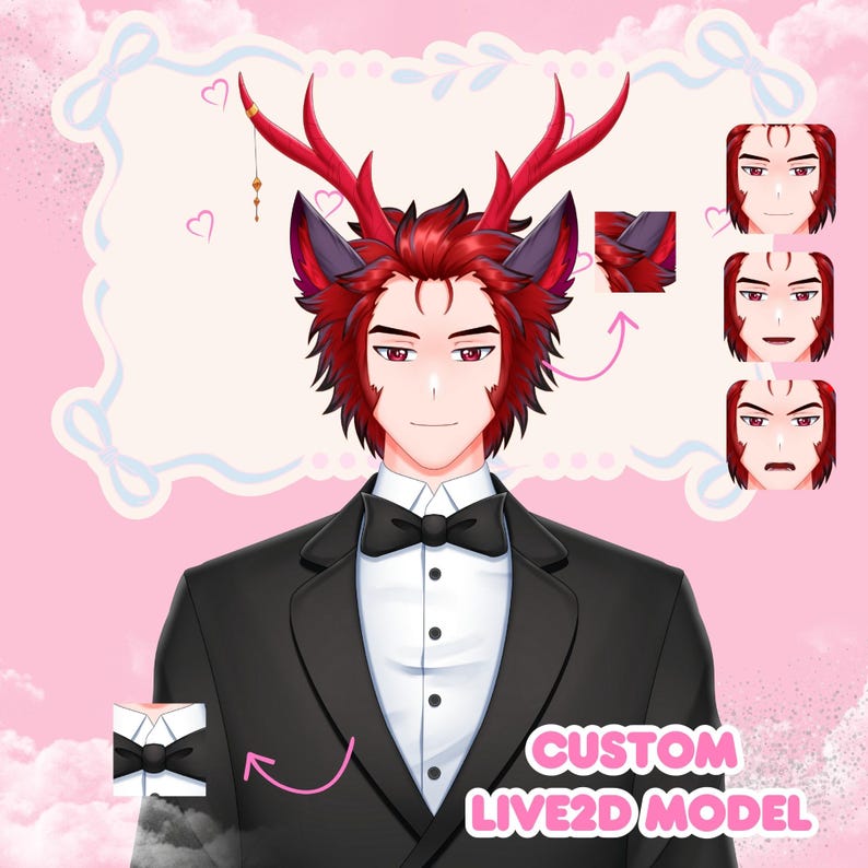 Modelo VTuber personalizado / Modelo 2D EN VIVO, COMPLETAMENTE EQUIPADO ...