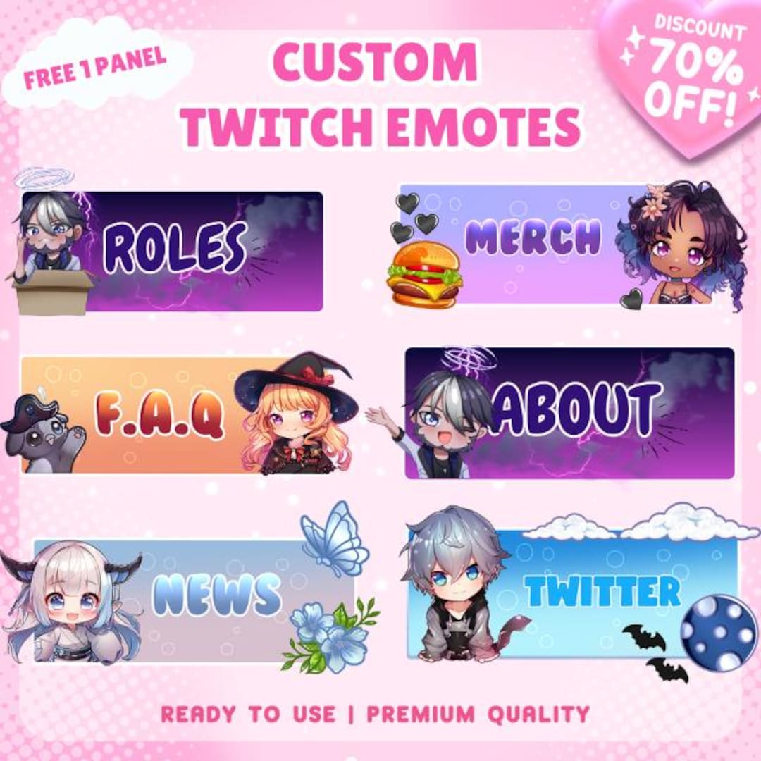 Custom Twitch Panels | Anime & Chibi Stream Panel Design | Personalized ...