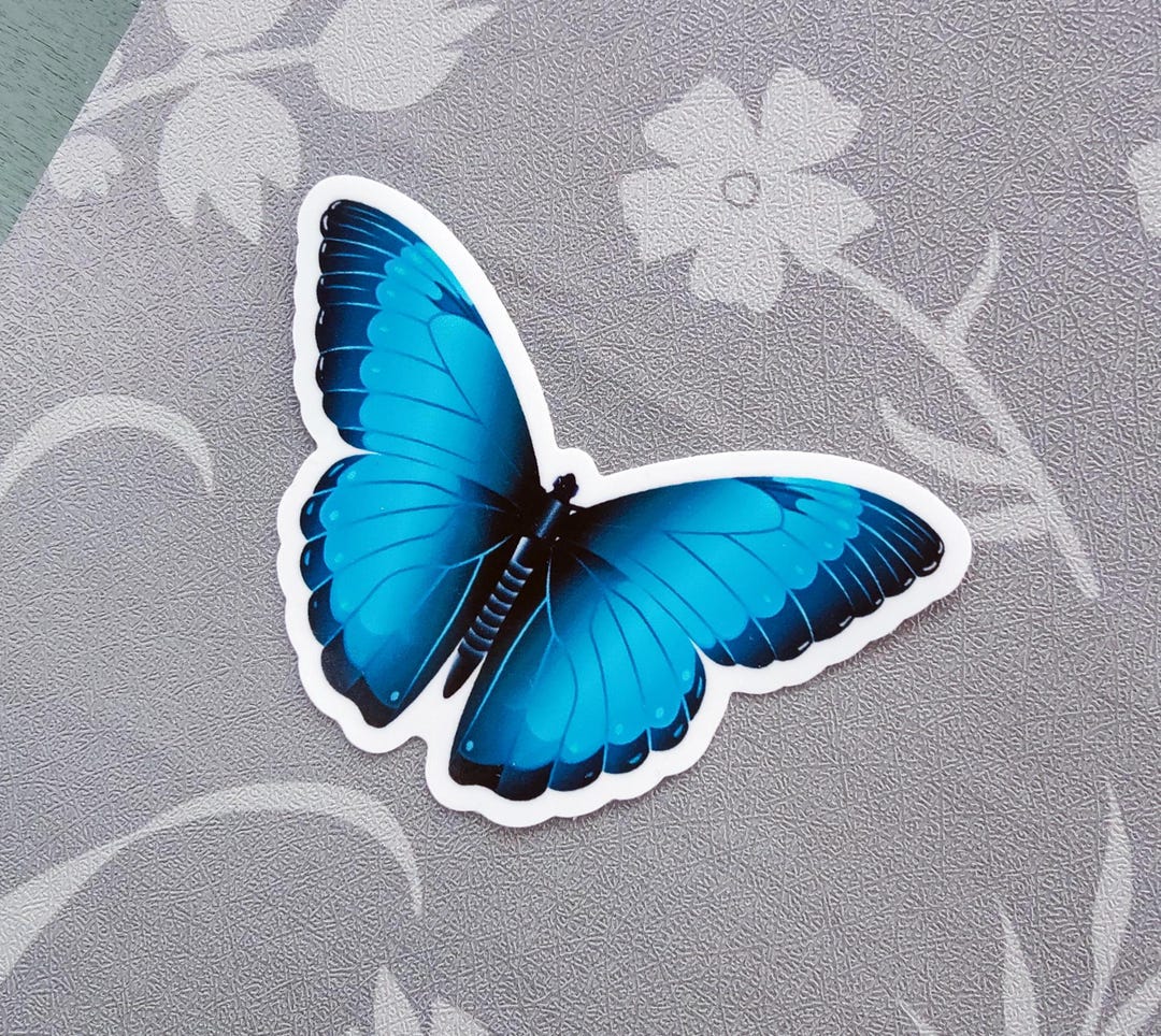 3" Blue Butterfly Sticker | Enchanting Nature Aesthetic | Glossy Die ...