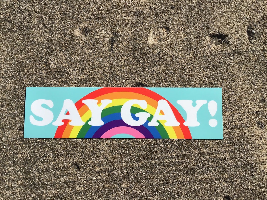 Say Gay Bumper Sticker: LGBTQ+ Rights, Weatherproof Vinyl (11.5" X 3 ...