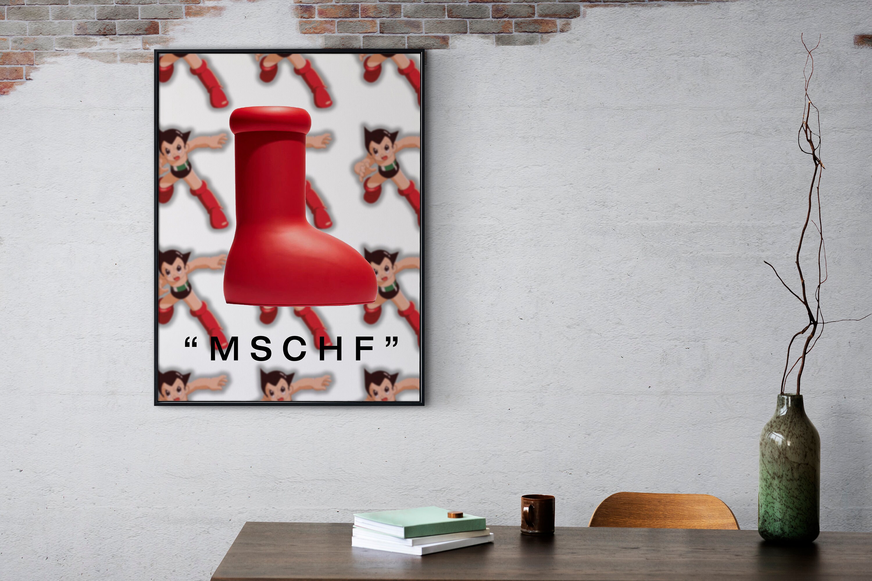 MSCHF Big Red Boots Digital Artwork Urban Streetwear Home Decor ...