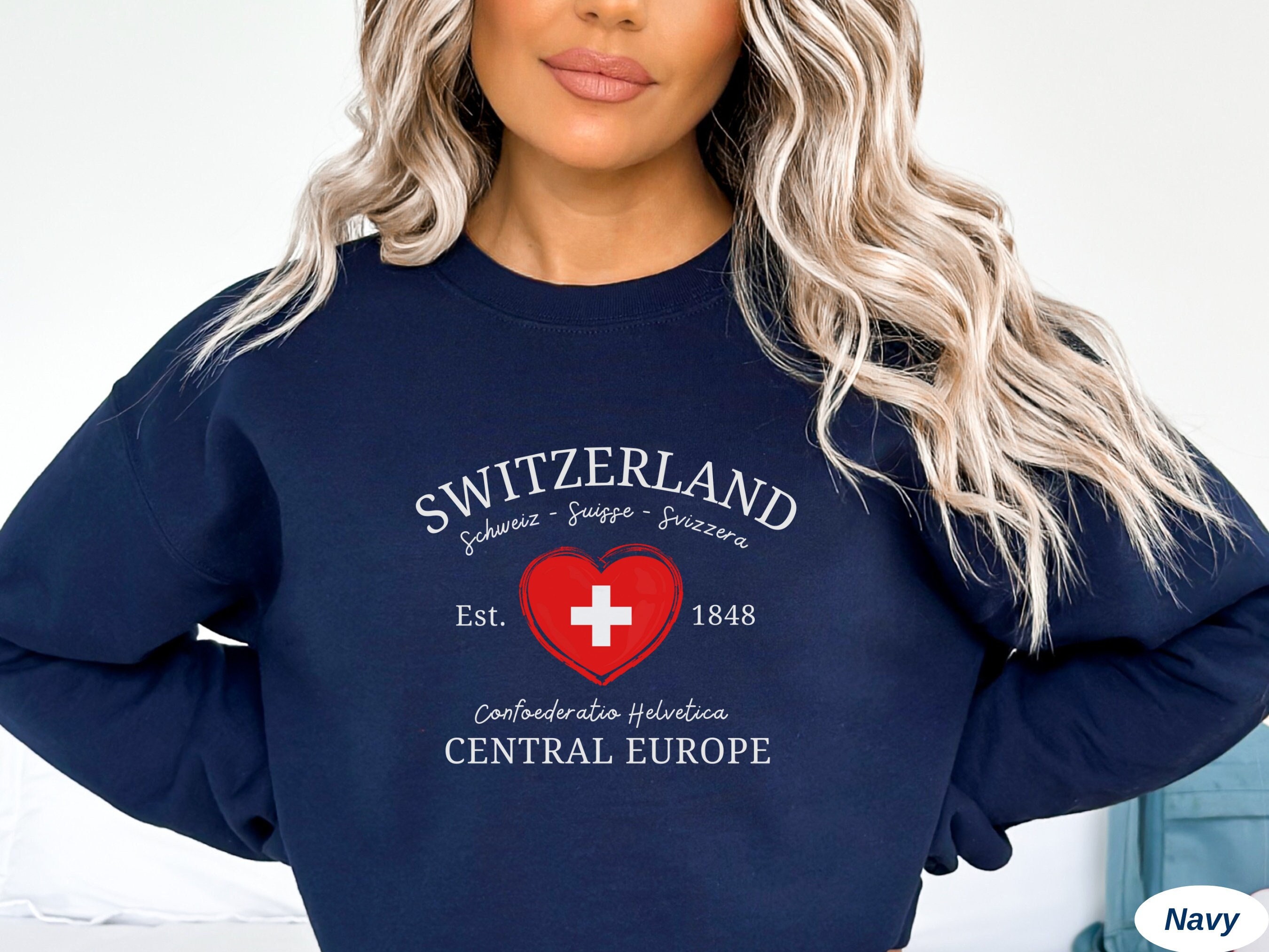 Switzerland Sweatshirt, Unisex Swiss Flag Sweater, Switzerland Clothes ...