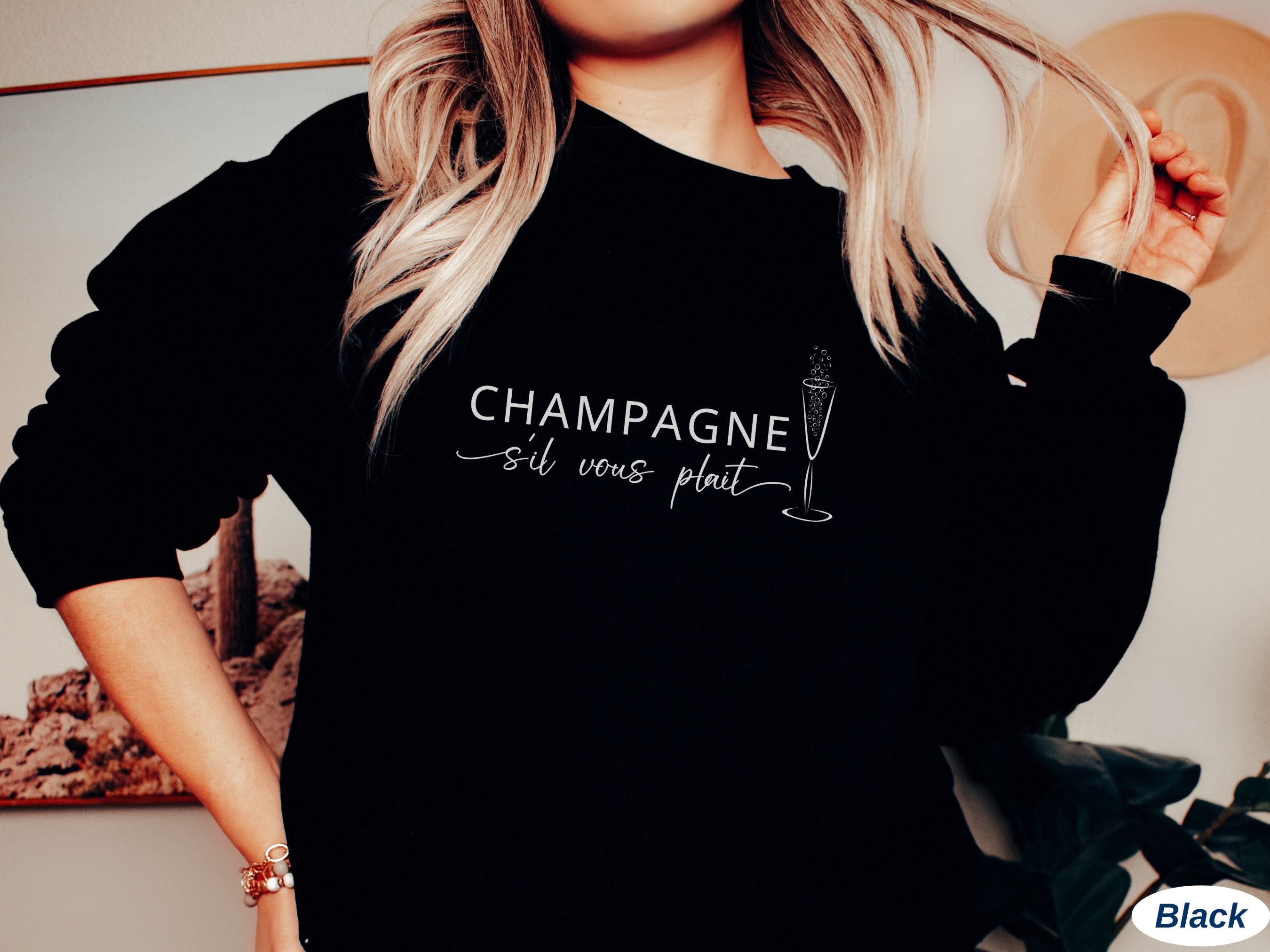 Champagne Please Sweatshirt, Champagne Sweater, Cute French Pullover ...