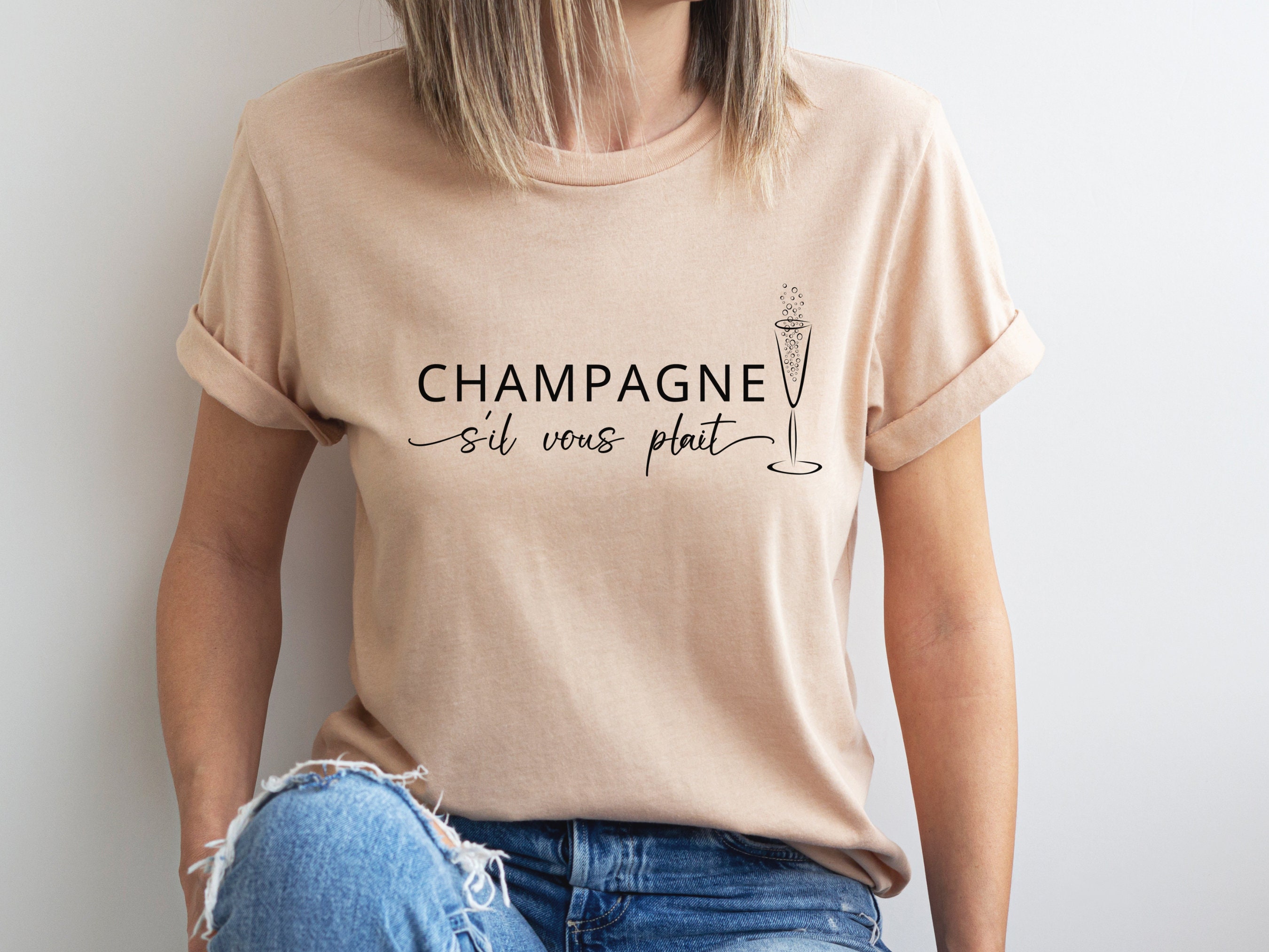 Champagne Please Shirt French Tshirt Minimalist - Etsy