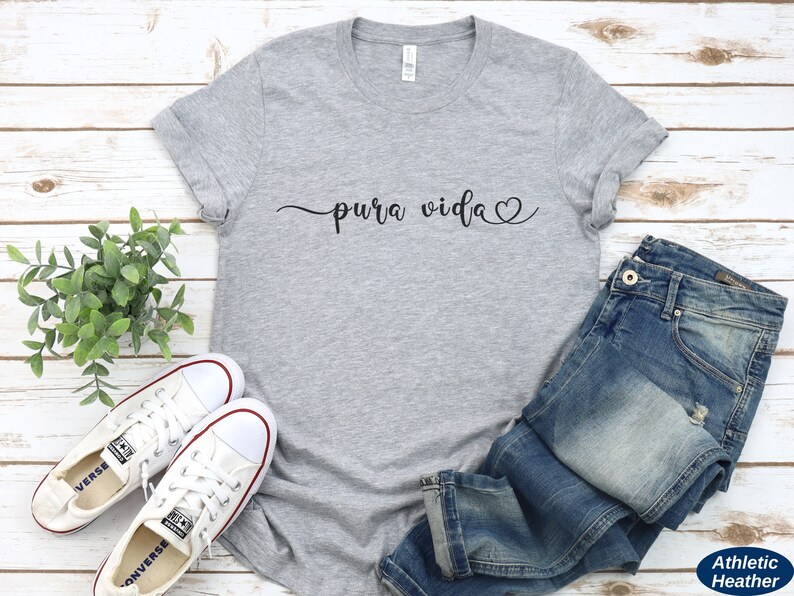 Pura Vida Shirt Cursive Font Minimalist T-shirt Gift for Tica Costa ...