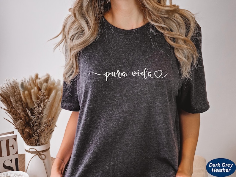 Pura Vida Shirt • Cursive Font • Minimalist T-shirt • Gift for Tica ...