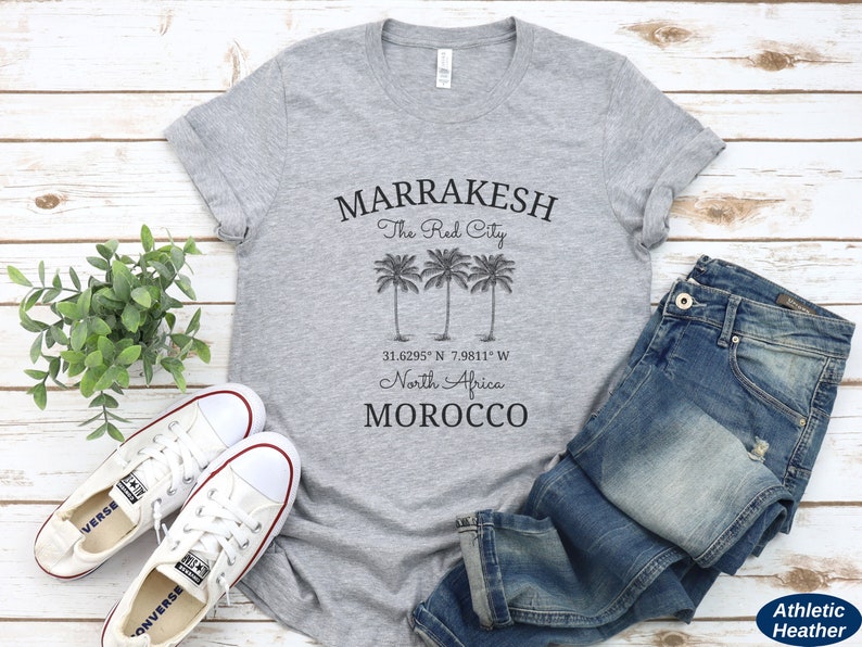 Marrakesh Shirt, Morocco Vacation, Cute Morocco Crewneck, Palm Trees ...