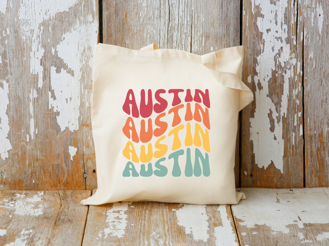 Austin Bag, Cotton Canvas Tote Bag, Austin Retro Groovy Design ...