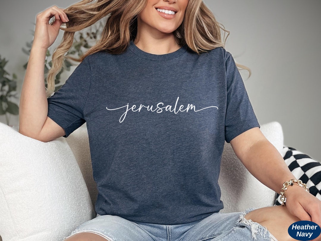 Cute Jerusalem Shirt • Cursive Script With Swirls • Minimalist • Israel ...