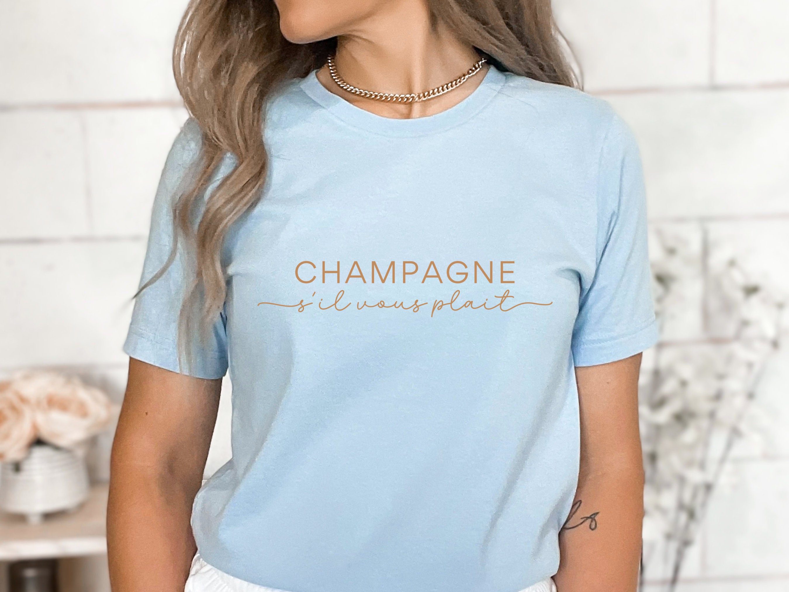 Champagne Please Shirt French Tshirt Minimalist Oversized Tee for Woman ...