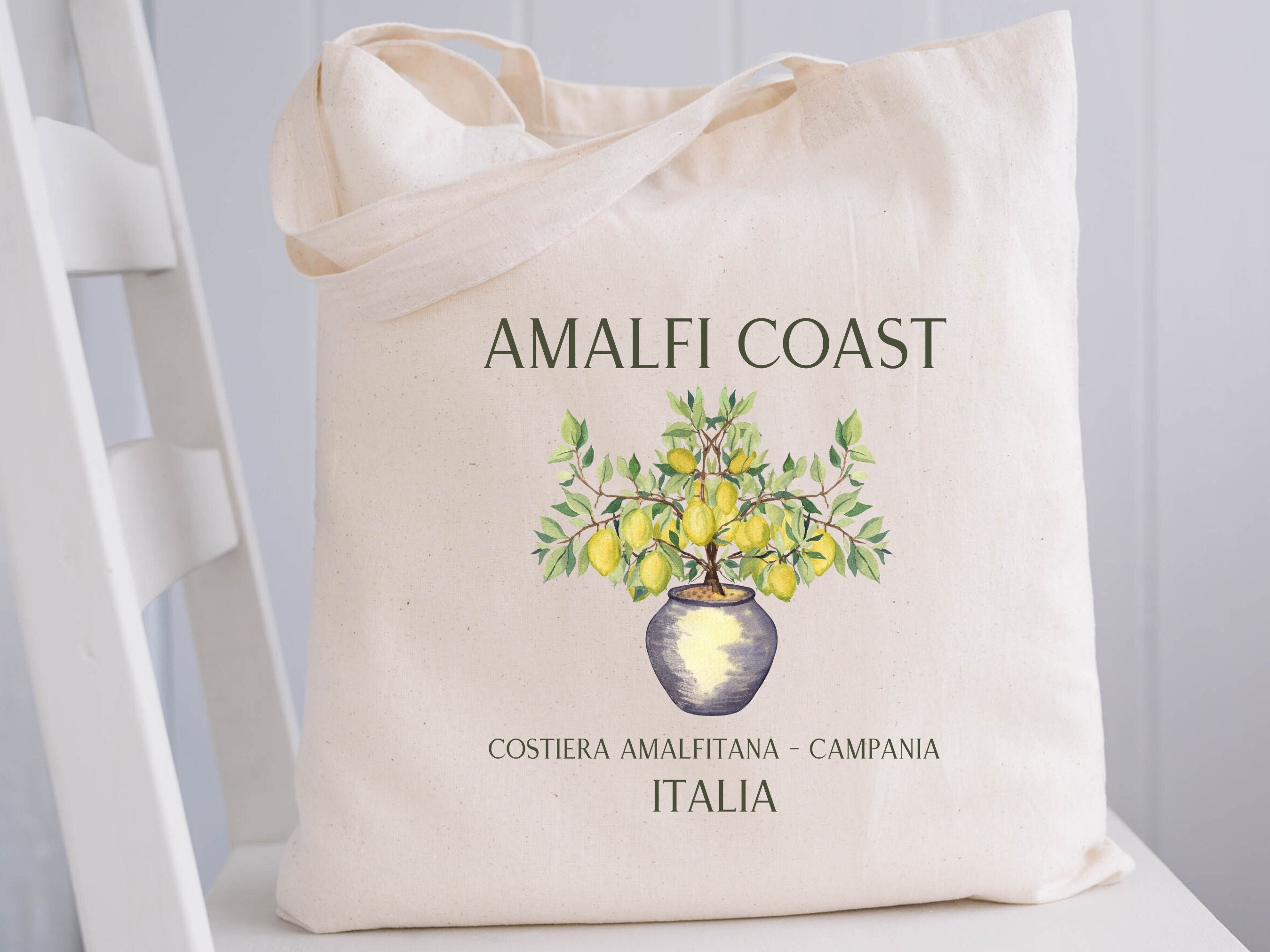 Amalfi Coast Lemon Bag, Cotton Canvas, Amalfi Italy Tote, Cute Vintage ...